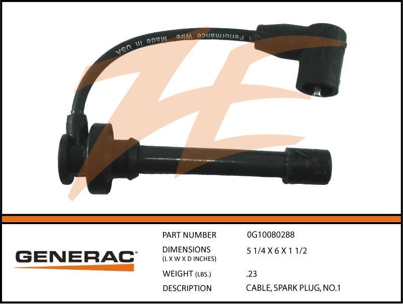 Generac 0G10080288 Spark Plug Cable No.1 Dropshipped from Manufacturer ...